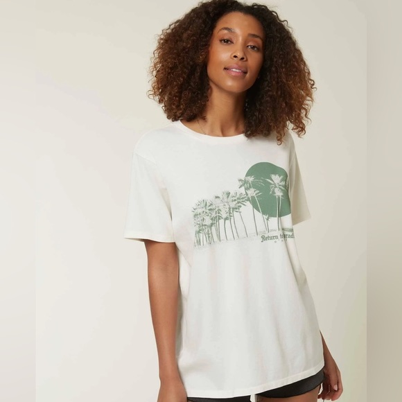 O'Neill | Tops | Oneill Tsunami Retro Palm Tree Sun Green Cream Tshirt ...